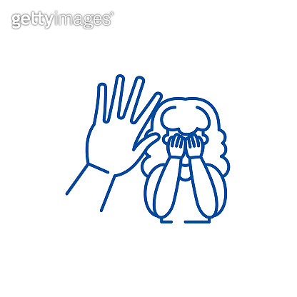 Physical aggression line icon concept. Physical aggression flat vector ...
