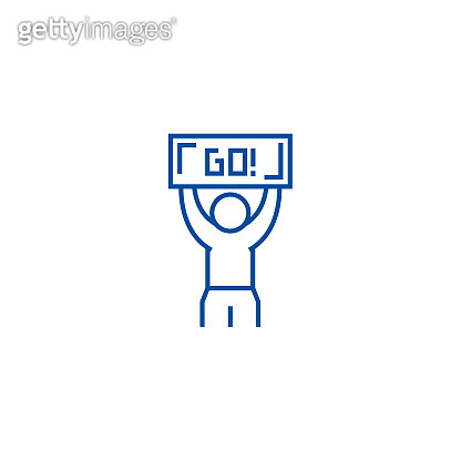 Winner, go line icon concept. Winner, go flat vector symbol, sign ...