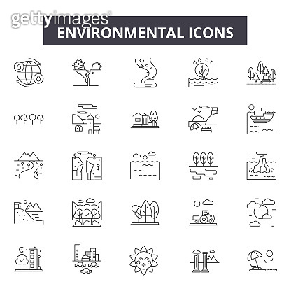 Environmental line icons, signs set, vector. Environmental outline ...