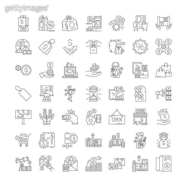 Sales linear icons, signs, symbols vector line illustration set 이미지 ...