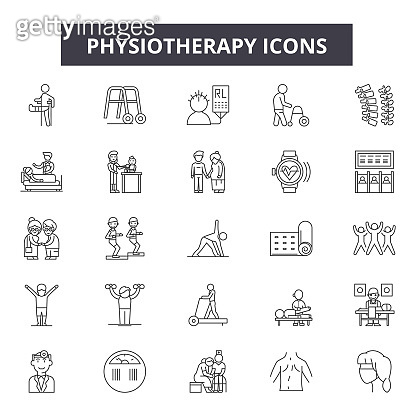 Physiotherapy line icons, signs set, vector. Physiotherapy outline ...
