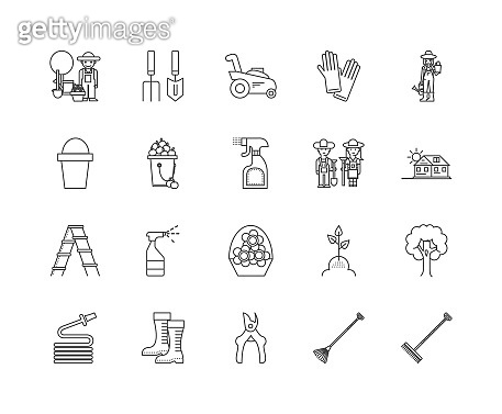 Gardner line icons, signs, vector set, outline illustration concept ...