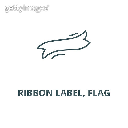 Ribbon label, flag vector line icon, linear concept, outline sign ...