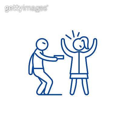 Armed robbery line icon concept. Armed robbery flat vector symbol, sign ...