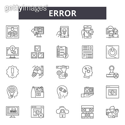 Error line icons, signs set, vector. Error outline concept ...