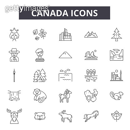 Canada line icons, signs set, vector. Canada outline concept ...