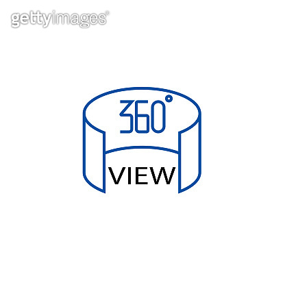 360 view line icon concept. 360 view flat vector symbol, sign, outline ...