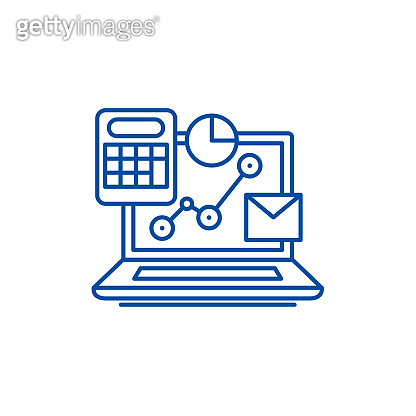 Online control system line icon concept. Online control system flat ...