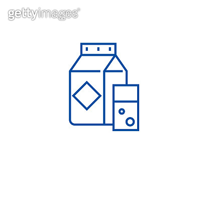 Milk carton line icon concept. Milk carton flat vector symbol, sign ...