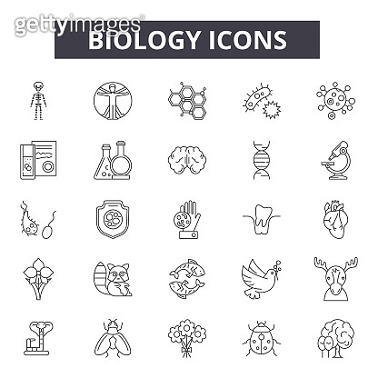 Biology line icons, signs set, vector. Biology outline concept ...