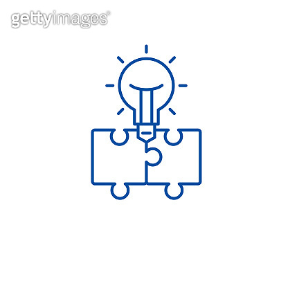 Idea generation line icon concept. Idea generation flat vector symbol ...