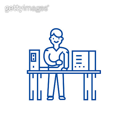 System administrator line icon concept. System administrator flat ...