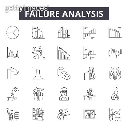 Failure analysis line icons, signs set, vector. Failure analysis ...