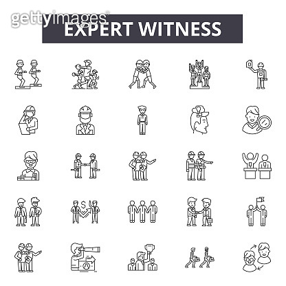 Expert witness line icons, signs set, vector. Expert witness outline ...