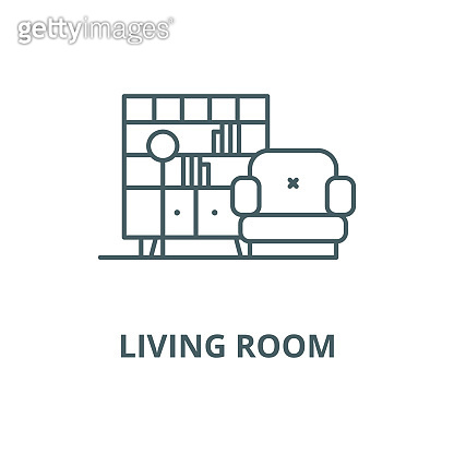 Living room vector line icon, linear concept, outline sign, symbol ...