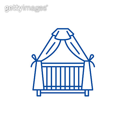 Cot line icon concept. Cot flat vector symbol, sign, outline ...