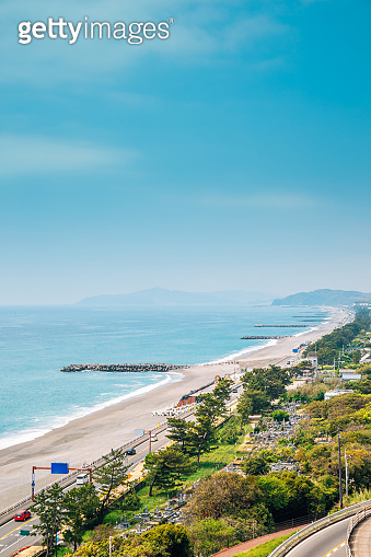 Katsurahama beach and cityscape in Kochi, Shikoku, Japan 이미지 ...