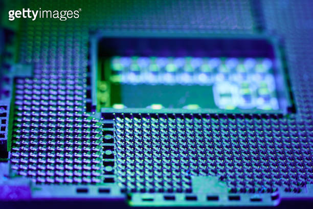 CPU socket land grid array, LGA macro view 이미지 (1172153638) - 게티이미지뱅크