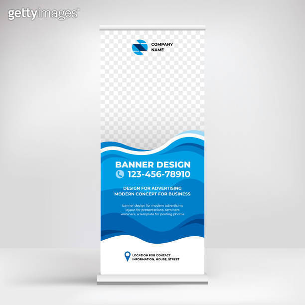 Creative design of advertising banner roll-up, trend graphic style ...