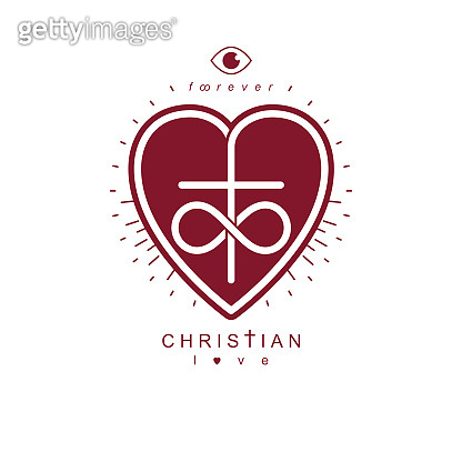 True Infinite Christian Love and Belief in God, vector creative symbol ...