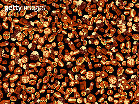 Vector cute cartoon chocolate candy pattern. Cute chocolate candies ...