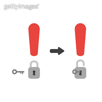 Vector illustration icon concept of exclamation mark with padlock and ...