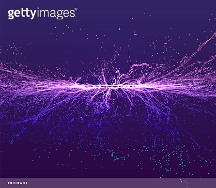 Point explode. Array with dynamic emitted particles. 3d technology ...
