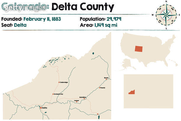 Map of Delta County in Colorado 이미지 (1181423122) - 게티이미지뱅크