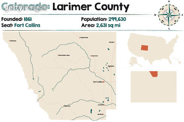 Map of Larimer County in Colorado 이미지 (1189948292) - 게티이미지뱅크
