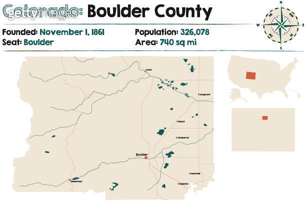 Map of Boulder County in Colorado (1179987771) - 게티이미지뱅크