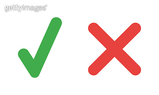 Vector icon set of check mark and x mark. (1177095818) 일러스트, 무료 일러스트 ...