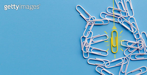 Great ideas concept with paperclip,thinking,creativity,light bulb on ...