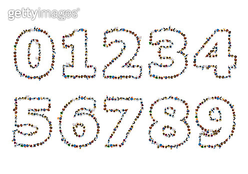 Large group of people in numbers form. People font . Vector ...