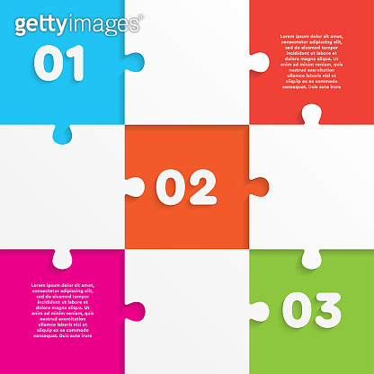 Nine pieces puzzle jigsaw squares presentation infographic. 이미지 ...