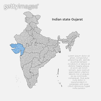 India country map Gujarat state template concept 이미지 (1178666277) - 게티이미지뱅크
