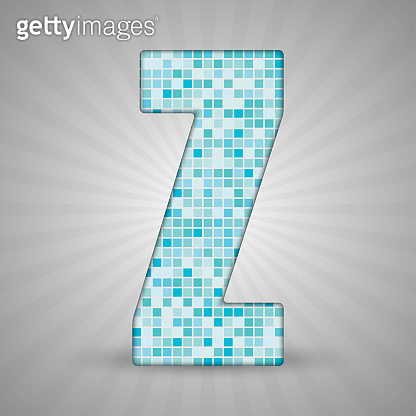 Vector illustration of letter Z made of square blue mosaic. 이미지 ...