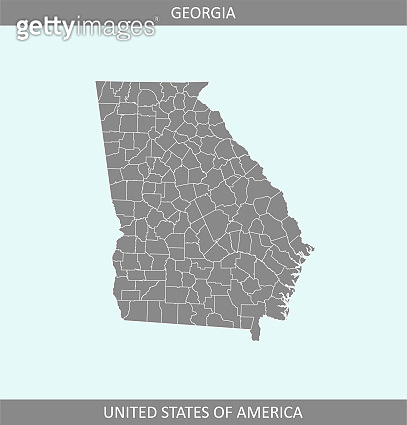 Georgia county map vector outline gray background. Counties map of ...
