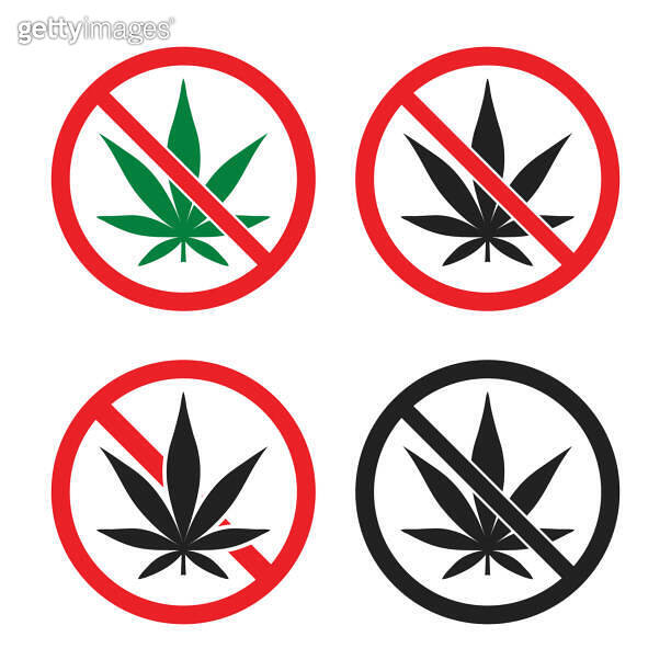 No marijuana sign set, cannabis prohibition icons, no drugs symbols 이미지 ...