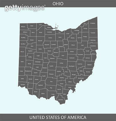 Ohio counties map 이미지 (1152753473) - 게티이미지뱅크