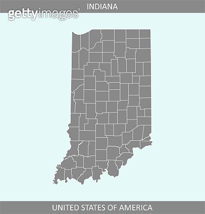 Indiana county map vector outline gray background. Counties map of ...