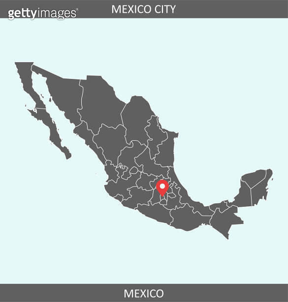 Mexico map vector with capital city location Mexico City for ...