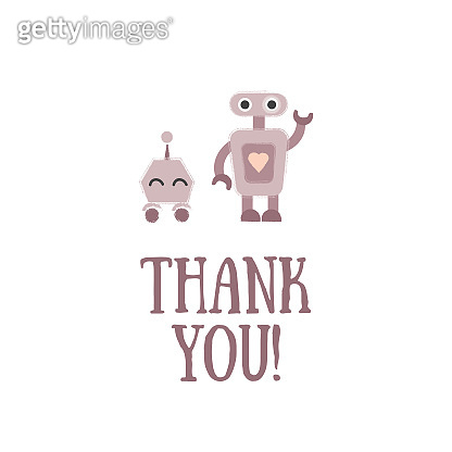 Robots waving with copy "thank you" text (1194059561) 일러스트, 무료 일러스트 ...
