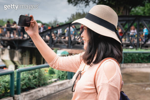 Tourist Woman Having Fun While Sightseeing in Travel Place, Asian Woman ...