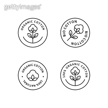 Natural Organic Cotton Liner labels and badges - Vector Round Icon ...
