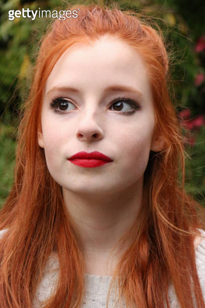 Image of beautiful young woman teenage girl model with red ginger hair ...