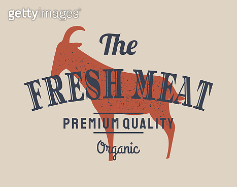 Emblem of Butchery meat shop with goat silhouette, text Fresh Meat ...