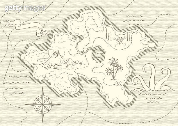 Old hand drawn map with vintage, wind rose, routs, nautical symbols and ...