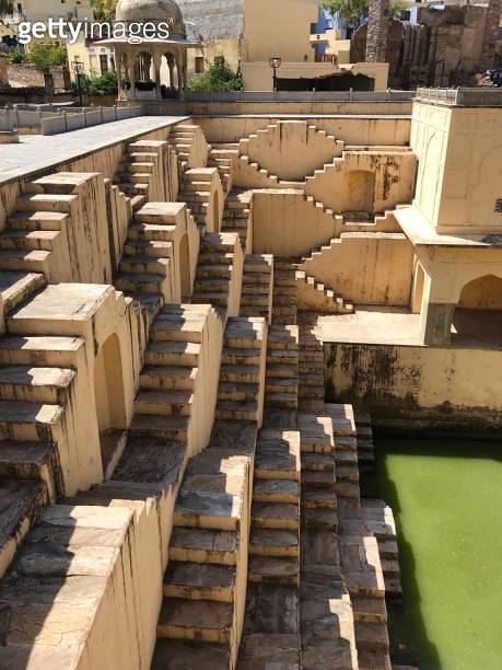 Image of stepwell sandstone Indian temple steps staircases / stairs ...