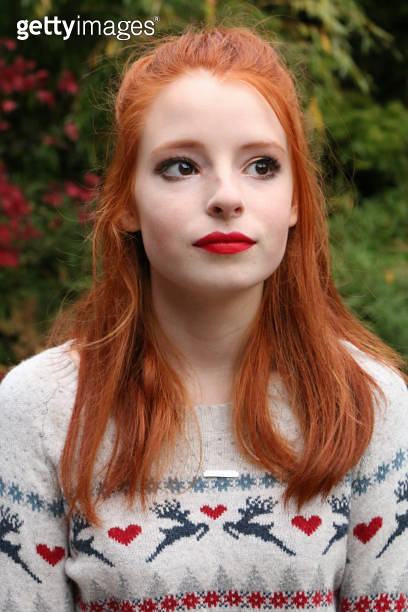 Image of beautiful young woman teenage girl model with red ginger hair ...