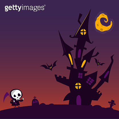 Cartoon scary haunted house. Halloween vector illustration 이미지 ...